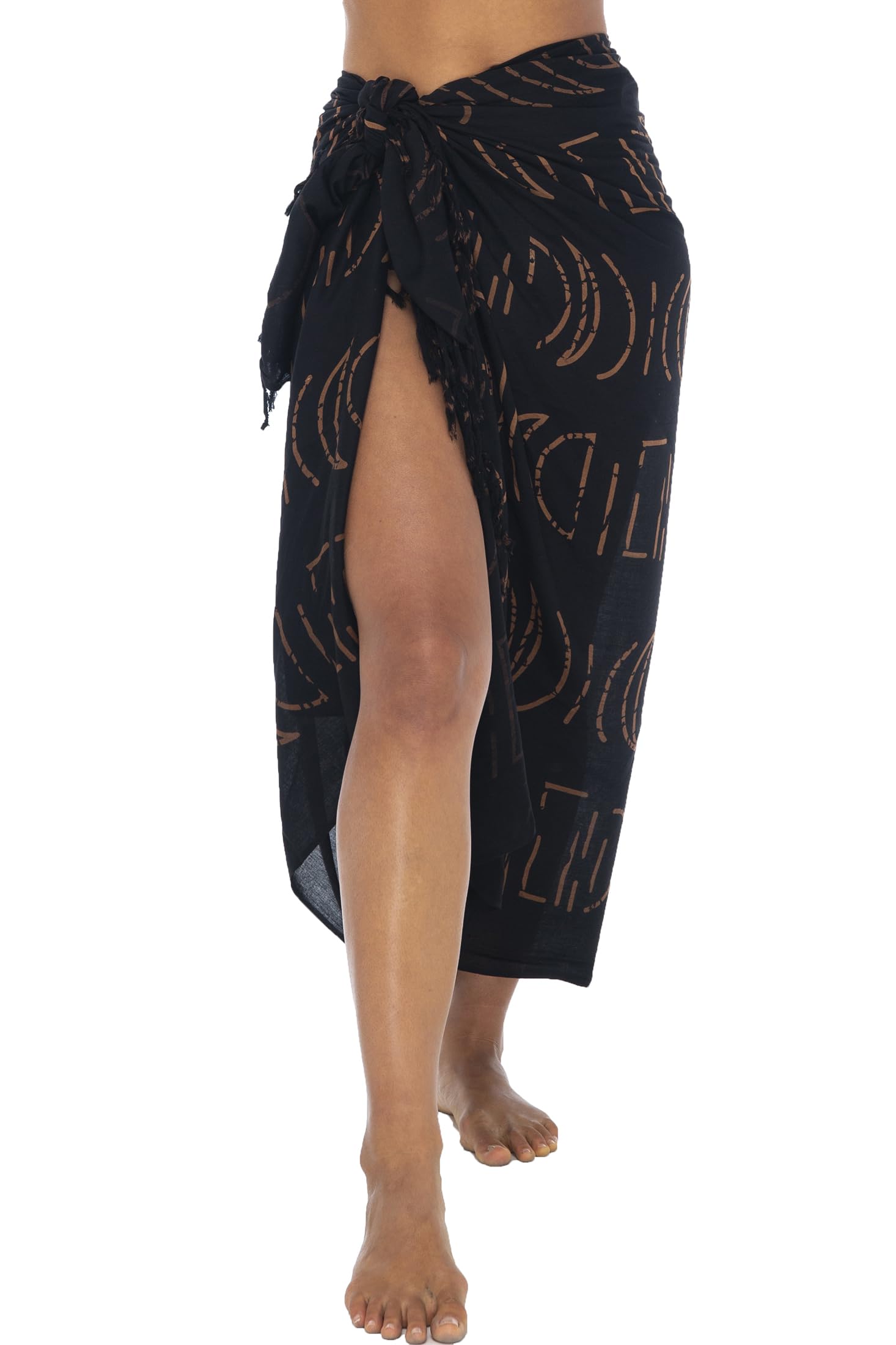 Boho Print Fringe Sarong Wrap & Coconut Clip – Back from Bali
