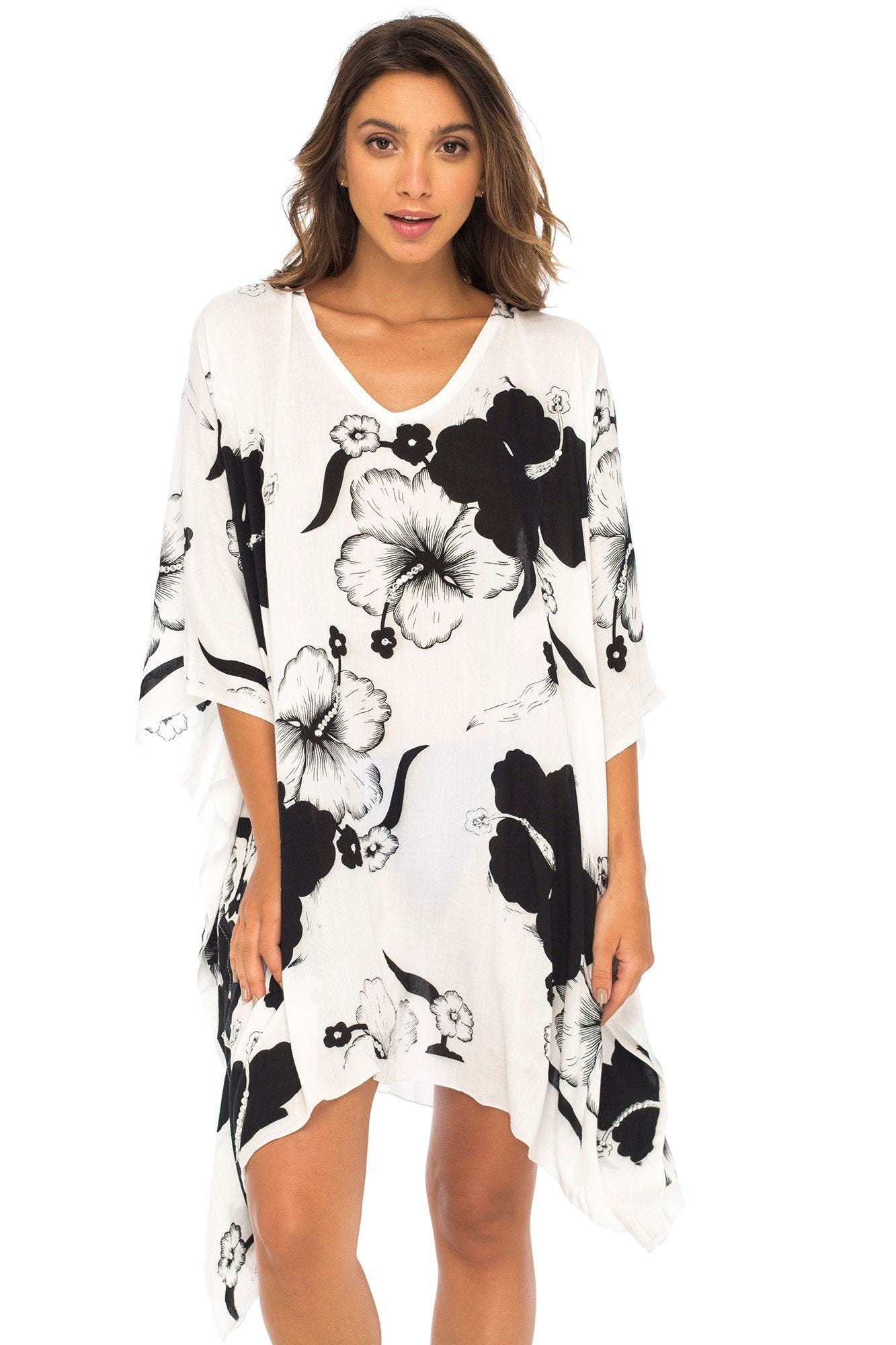 Short Floral Cover Up with Sequins – Back from Bali